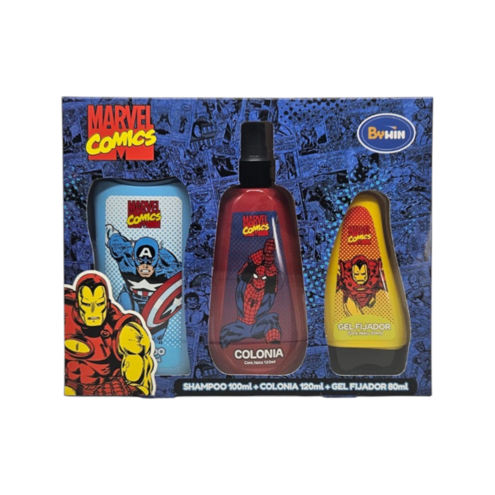 Bywin Marvel Comics Shampoo + Colonia + Gel Fijador – Larissa Cosmetics
